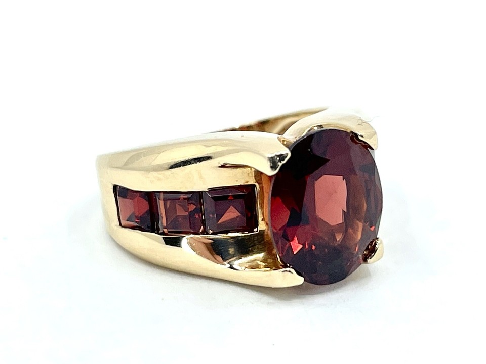 Designer John C. Rinker JCR 14K Yellow Gold Garnet Cocktail Ring Size 4 ...