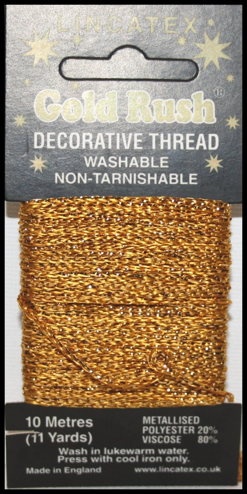 DECORATIVE METALLIC GLITTER THREAD EMBRIODERY 30 COLOURS LINCATEX GOLD ...