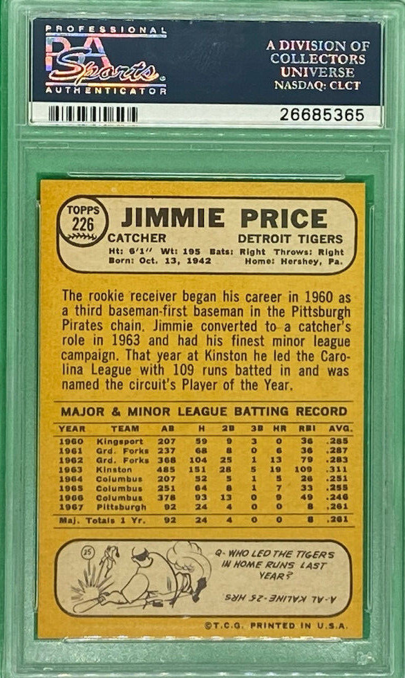 1968 Topps - #226 Jim Price for sale online | eBay