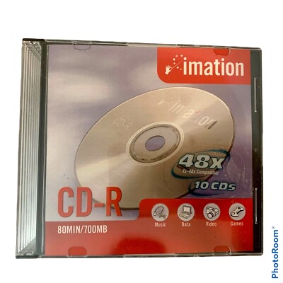 Imation CD-R 1x-48x Compatible 80 min/700 MB Sealed Package Of 10 CDs ...
