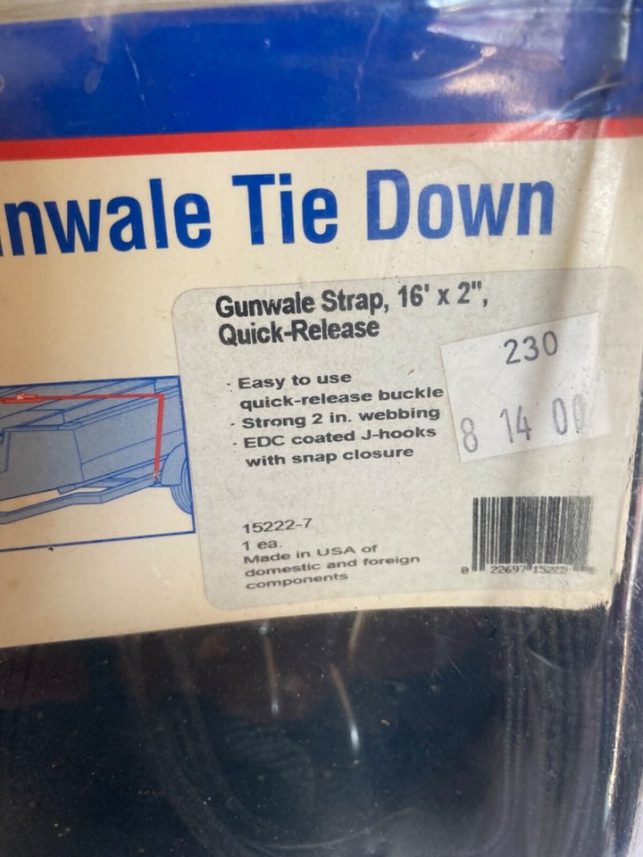 Gunwale Tie down Strap Heavy duty polyester buckle 15222-7 Boat Trailer ...