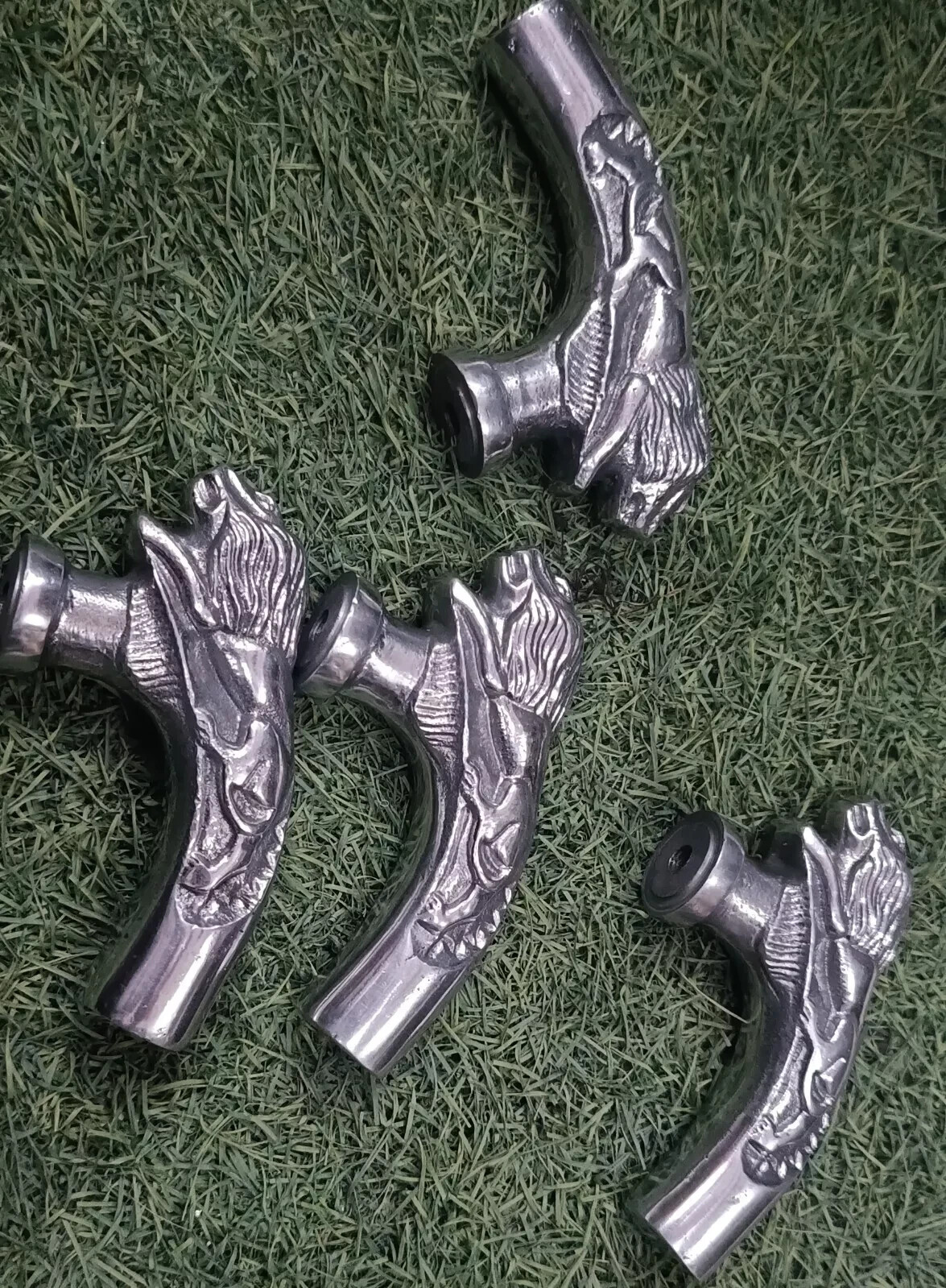 Set Of 4 Solid Designer Head Lion Handle Vintage Wood… - Gem