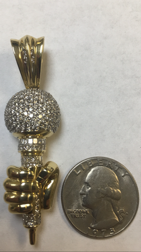 MICROPHONE PENDANT SOLID 14k yellow gold full of genuine diamonds ...