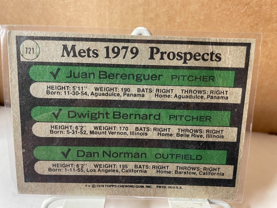 DWIGHT BERNARD SIGNED 1979 TOPPS BASEBALL #721 NEW YORK METS AUTO | eBay