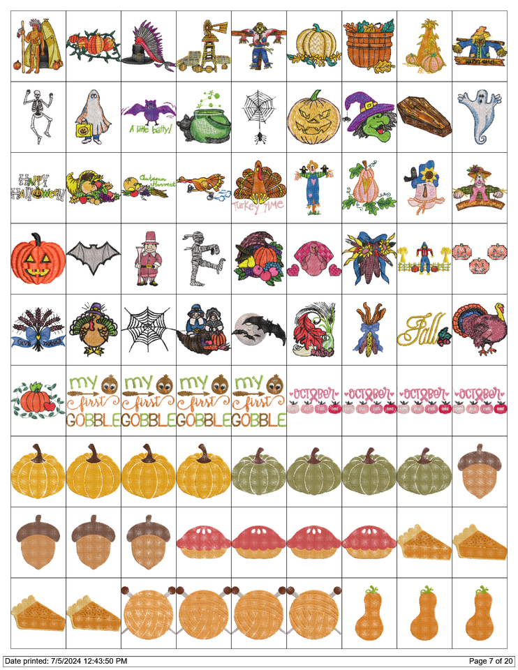 HUGE 1600 PLUS FALL AND THANKSGIVING BUNDLE Embroidery Machine Designs ...
