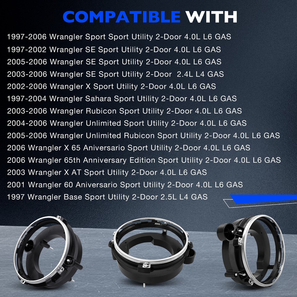 Front Left & Right Side Headlight Bulb Brackets Buckets For 97-06 Jeep ...