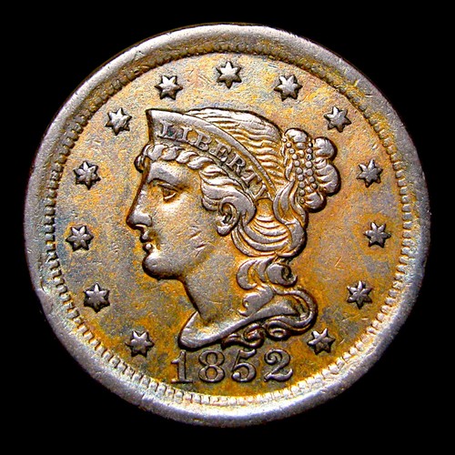 1852 Braided Hair Large Cent Penny ---- Stunning Details Coin ...