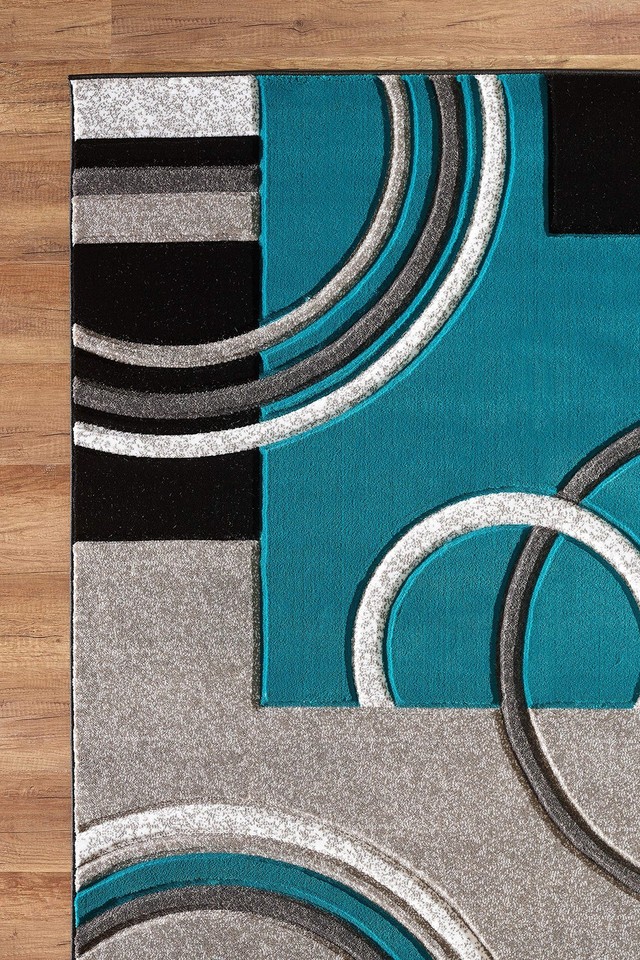 GLORY RUGS Area Rug Modern 2x7 Turquoise Soft Hand Carved Contemporary ...