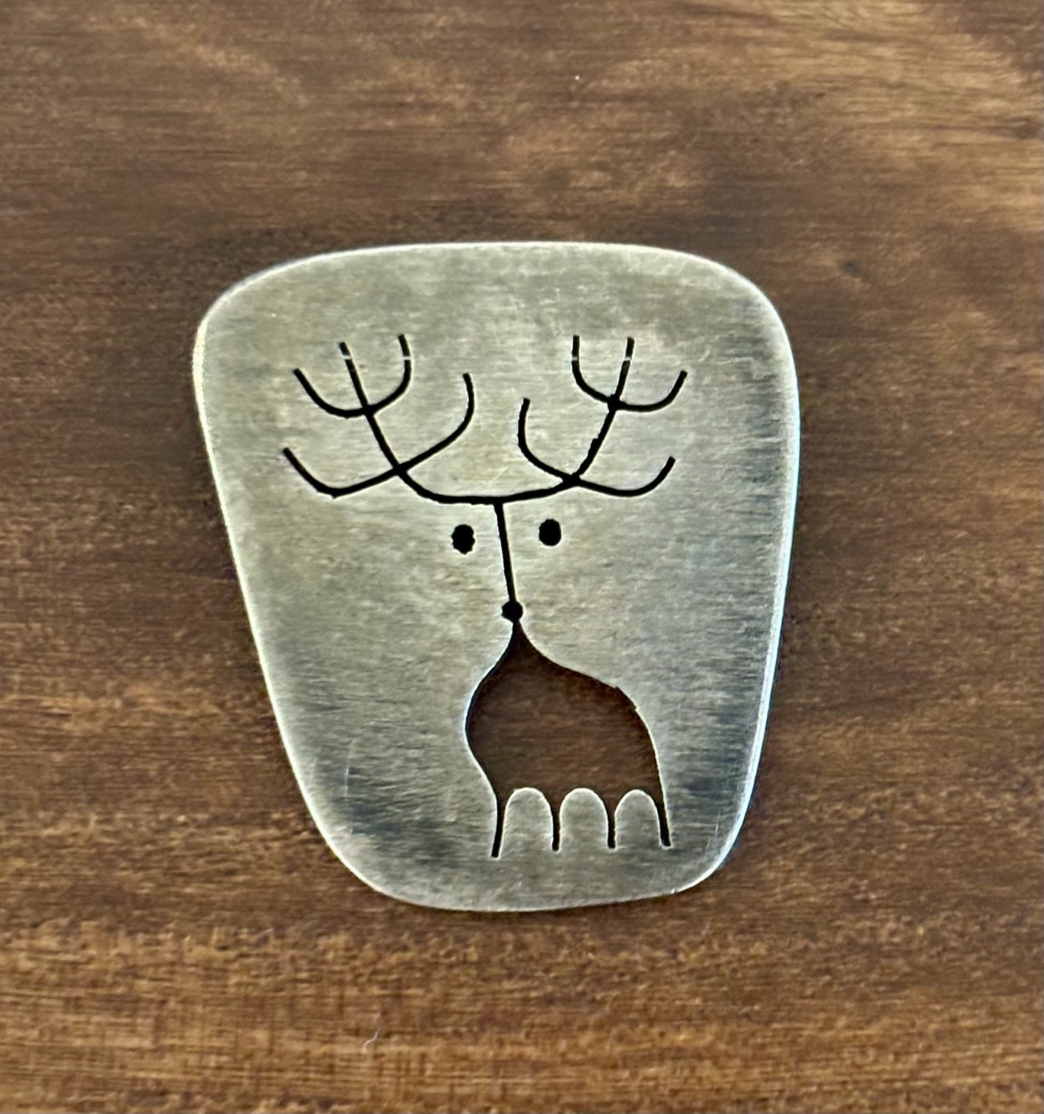 STERLING SILVER REINDEER CHRISTMAS PIN - Gem