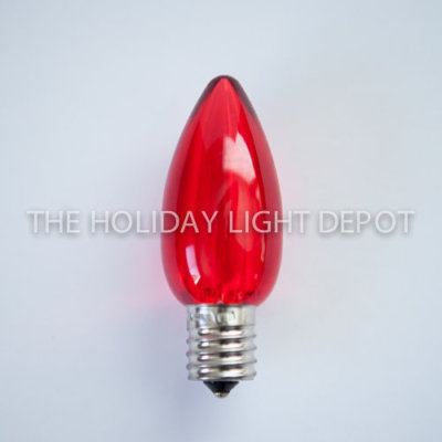 25 C9 Red LED Christmas Light Bulbs Smooth LED Bulb Dimmable | eBay