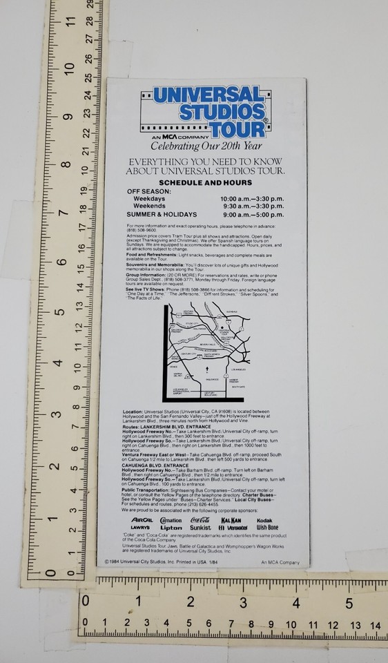 1984 Universal City CA Studios Tour Movies ET Galactica Vintage Travel ...