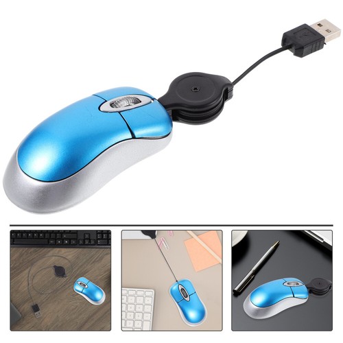 USB Optical Mouse With Retractable Cord Ergonomic For Laptop Users | eBay