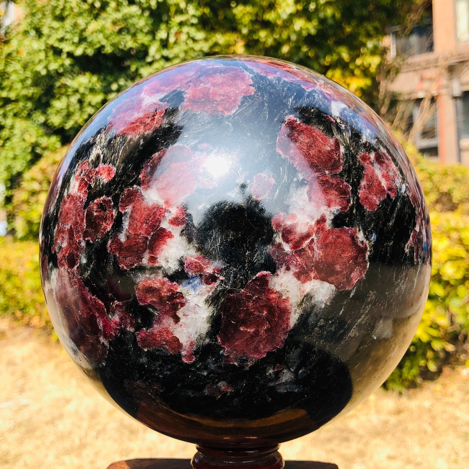 8470g Natural Garnet Fireworks Stone Astrophyllite Quartz Crystal Ball ...