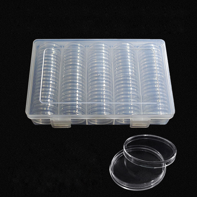 100pcs 27mm Plastic Clear Round Cases Coin Storage Capsules Holder ...