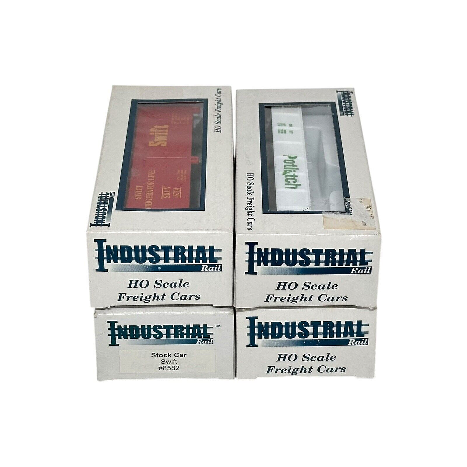 INDUSTRIAL RAIL HO SCALE FREIGHT CARS - LOT OF 4 - GONDOLA, BOX, STOCK ...