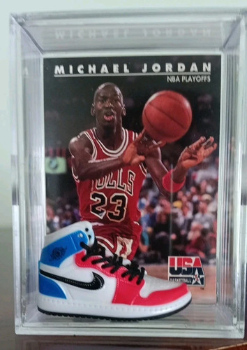 Michael Jordon's replica of 'Air Jordan' shoe in a Show box - NBA ...