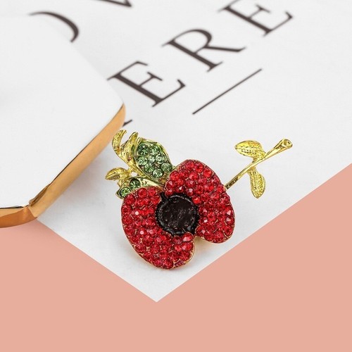 1/4PCS Crystal Enamel Pin Brooch Broach Christmas Decor Props Poppies ...