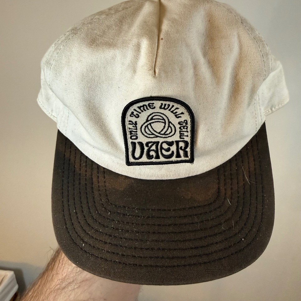 VAER Snapback Hat Cream Brown Patch Logo "Only Time Will Tell" Men's | eBay