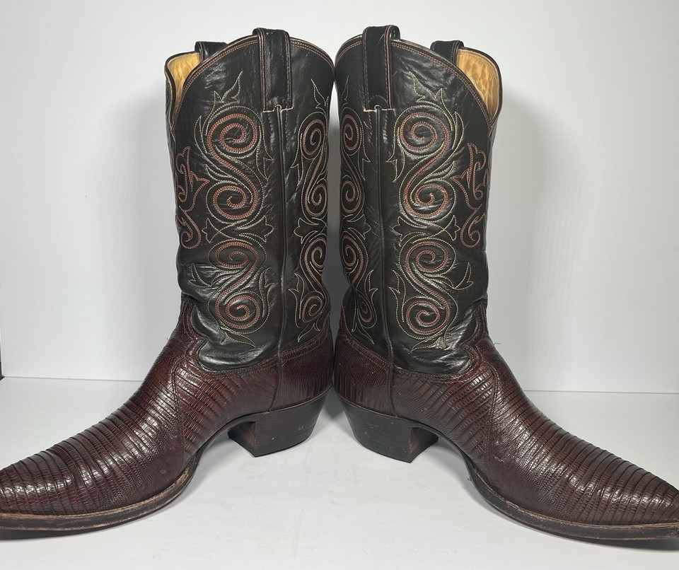Justin Exotic Teju Lizard Vintage Cowboy Boots Brown Size 12 D Made In ...