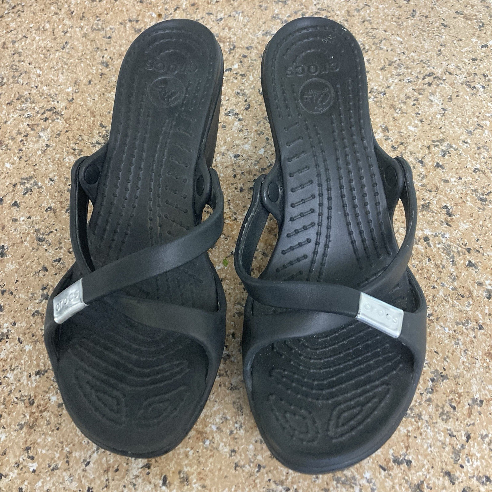 Crocs Sandals Black Platform Chunky Heel Strappy Comf… - Gem