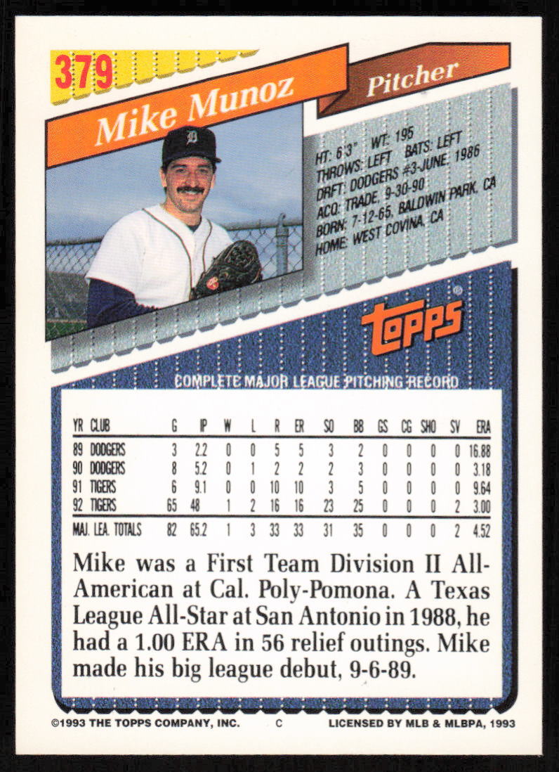 1993 Topps - Gold #379 Mike Munoz for sale online | eBay