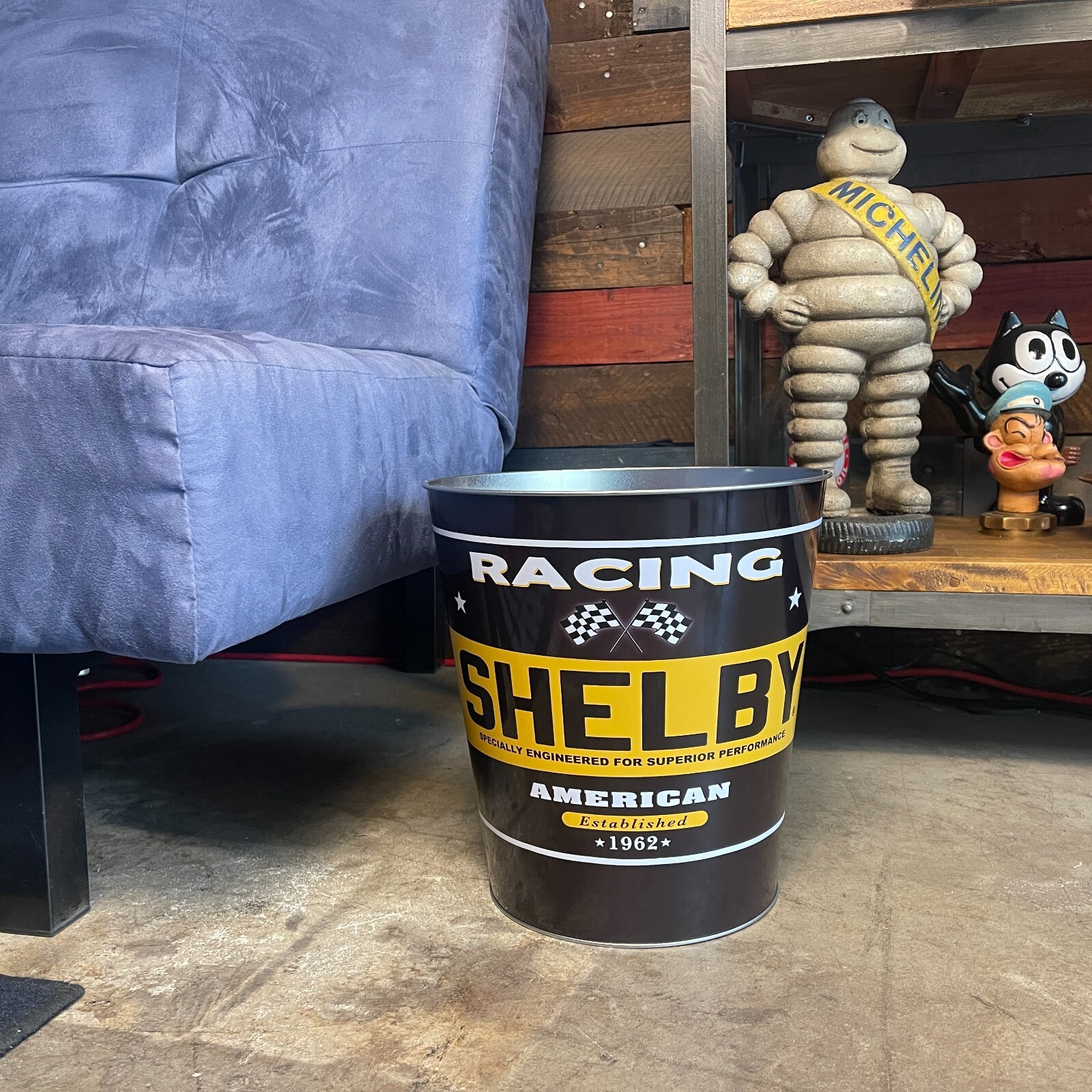 Shelby Ford Racing Tapered Metal Trash Bin Can Wastebasket Home Man ...