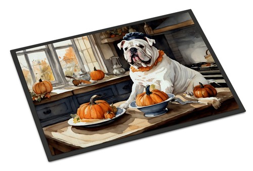 English Bulldog Fall Kitchen Pumpkins Indoor or Outdoor Mat 18x27 ...