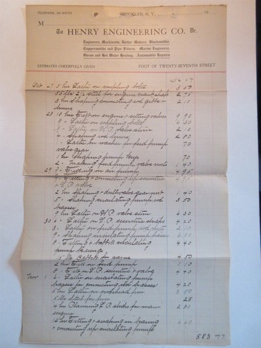 early 1900's Henry Engineering Company estimate 27th St. Brooklyn, NY | eBay