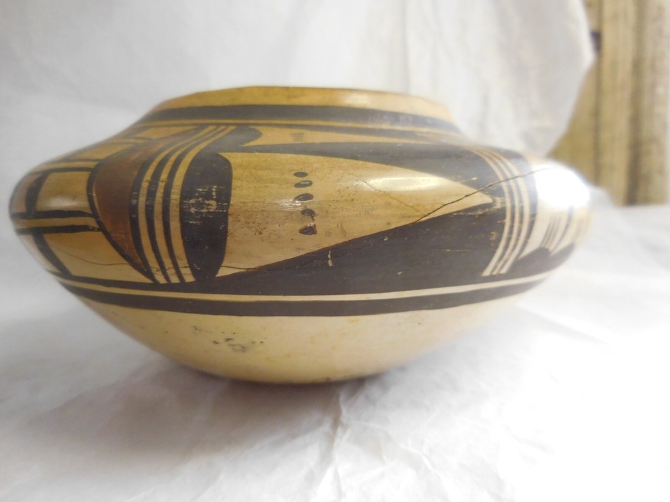 HOPI TEWA POLYCHROME SOUTHWEST POTTERY SEED JAR GEOMETRIC DESIGN 7 1/2 ...