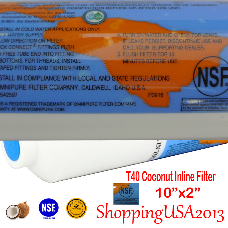4 Omnipure T40 Post Inline Carbon Filter Coconut RO 10X2" RO T33 ...