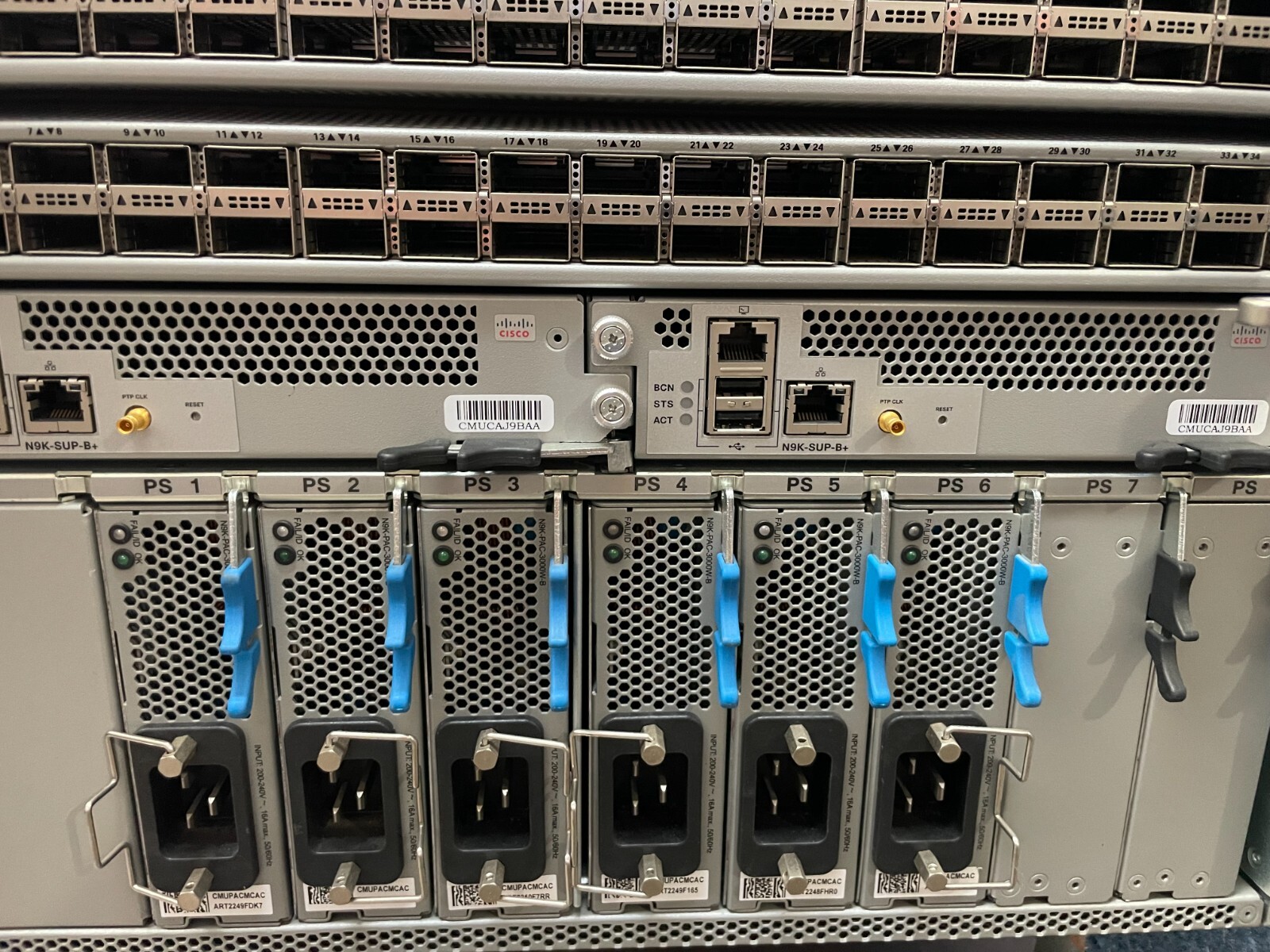 Cisco Nexus 9508-B2-R= 2x SUP-B+, 8X X9636C-R NXOS-AD PAC-3000W-B 4 FM ...