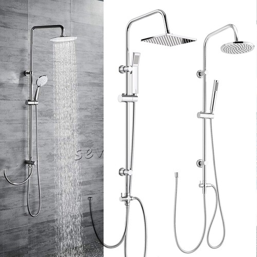 RAINFALL SHOWER KIT TWIN HEAD CHROME FIXED HEAD RISER RAIL WITH BATH ...