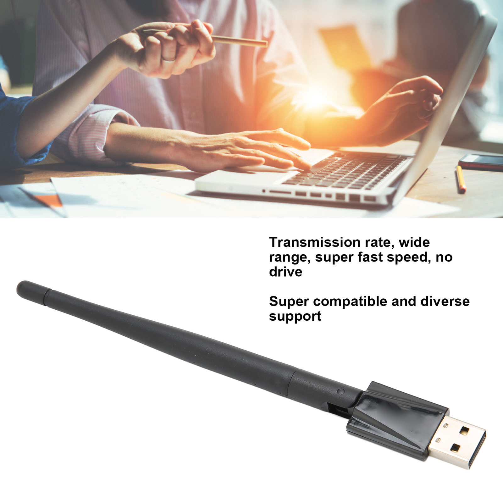 Wireless Network Card 150Mbps 2.4G 3.5dBi Flexible Design Exquisite ...