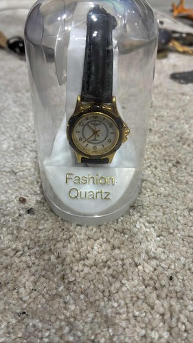 Swanson Quartz Watch Gold Tone Black Leather Band Fashion Unisex | eBay