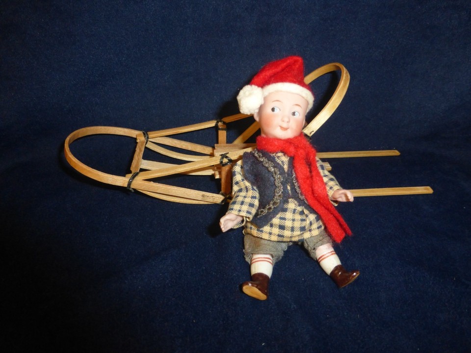 Antique German Kestner Googly Boy Doll On Wood Bobsled 4 1/4" SALE | eBay