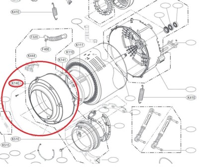 Genuine LG Washing Machine Front Drum Tub Cover Assembly F4V909WTS ...