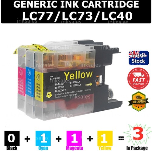 3x Generic Ink Cartridge LC77 LC73 Colour For Brother DCP-J525W J725DW ...