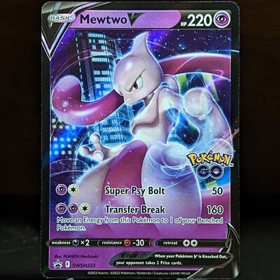 Mewtwo V SWSH223 NM Black Star Promo Holo Pokemon Go Foil Card 223 ...