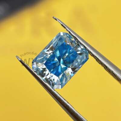 Moissanite Loose Stone Sea Blue Color Radiant Cut VVS1 Gemstone ...
