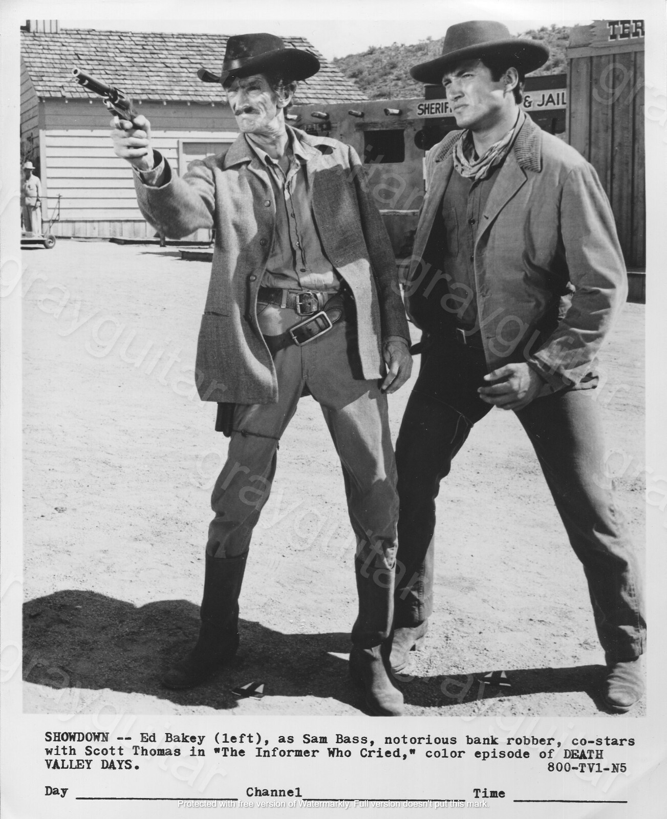 1967 Press Photo of Actors ED BAKEY & SAM BASS in DEATH VALLEY DAYS ...
