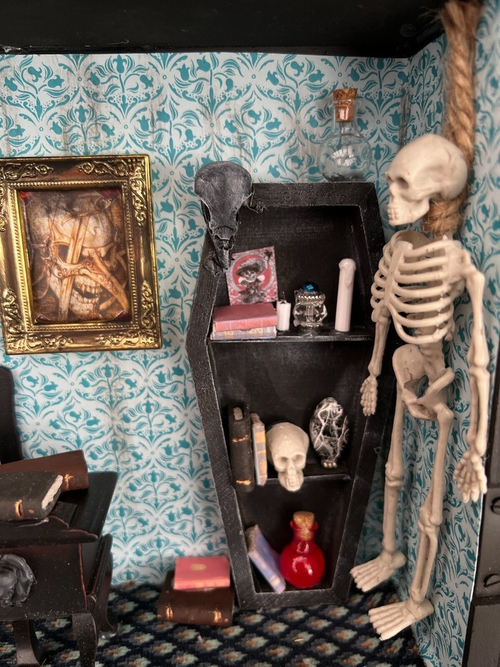 OOAK Unique 1/12 Dolls House Miniature Gothic Black wall clock Vampires ...