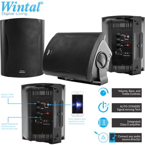WINTAL 6.5in 60W RMS Active Box Speakers Built in Digital Class D ...