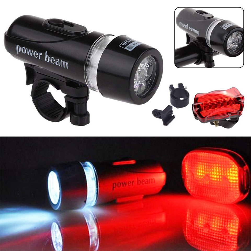 Waterproof 5 LED Lamp Bike Front and Rear Safety Light Set for Bicycle ...