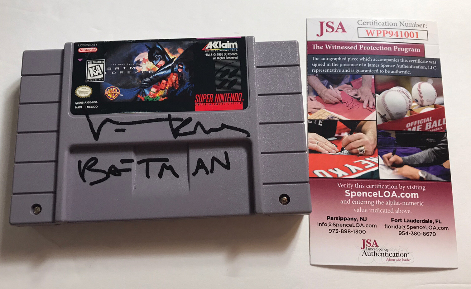 VAL KILMER Signed BATMAN FOREVER SNES Game Cartridge Autograph JSA COA ...