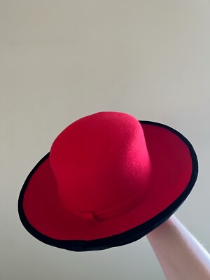 Vintage woman's red hat with black trim. Brand Frank Olive, wool | eBay