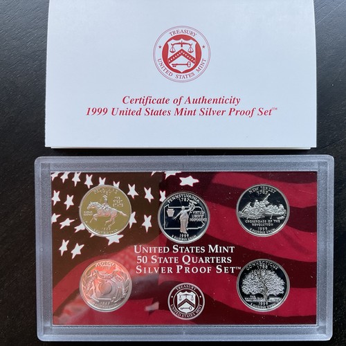 U.S. Mint 1999 S Silver Proof State Quarter Set 90% Silver 5 Coins w/ COA No Box | eBay