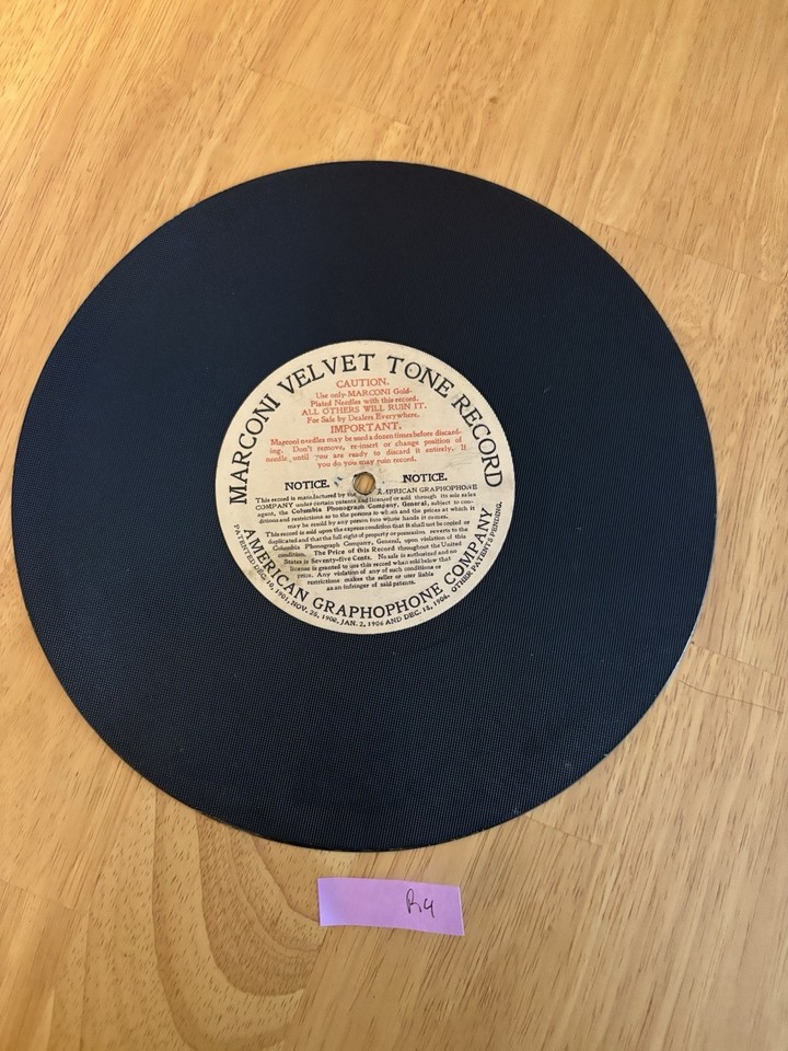 Single-sided Marconi Velvet Tone Record from around 1907. 10” | eBay