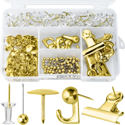 Gold Push Pin Kit 310 Pcs Decorative Thumb Tacks with Push Pin Hook ...