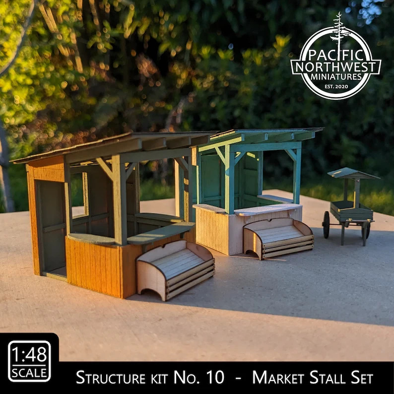 Pacific Northwest Miniatures - 1:48 Scale Building Kit "Market Stalls ...