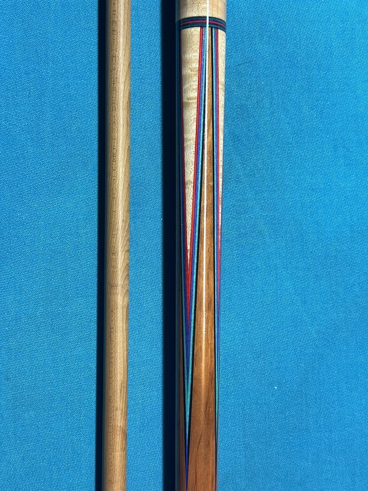 Jeffrey Tucker Goncalo Alves/Curly Maple Pool Cue,30”Kielwood Shaft, 3 ...